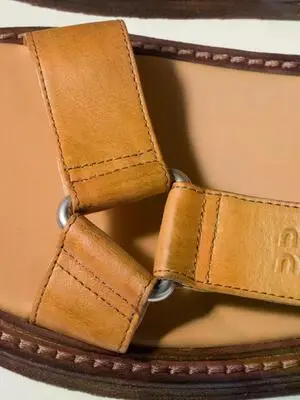 Miu Miu Calfskin Leather Outdoor-inspired Sandals - Neutrals