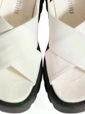 Miu Miu Gabardine Platform Sandals With Track Sole - Neutrals