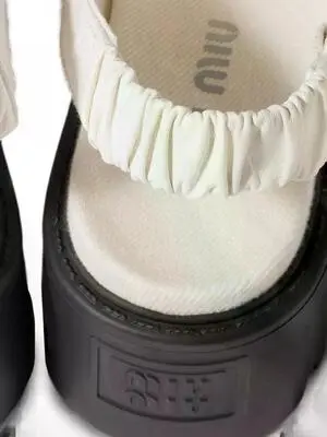 Miu Miu Gabardine Platform Sandals With Track Sole - Neutrals