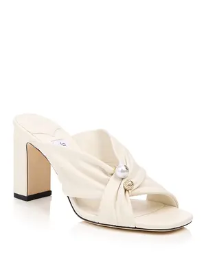 JIMMY CHOO Rafi Block Heel Sandals - Latte