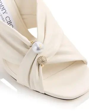 JIMMY CHOO Rafi Block Heel Sandals - Latte