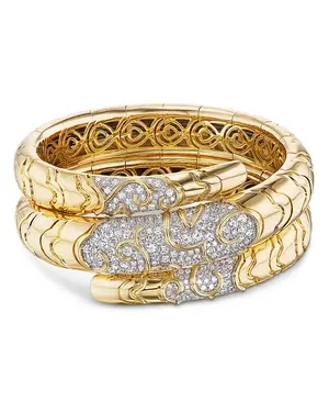 Marina B Titanium & 18k Yellow Diamond Bangle Bracelet - Gold