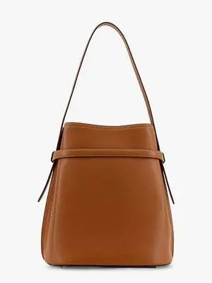 TOTEME Textured Leather Bucket Bag With Frontal Clasp - Brown