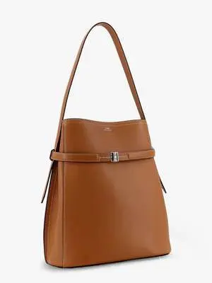TOTEME Textured Leather Bucket Bag With Frontal Clasp - Brown