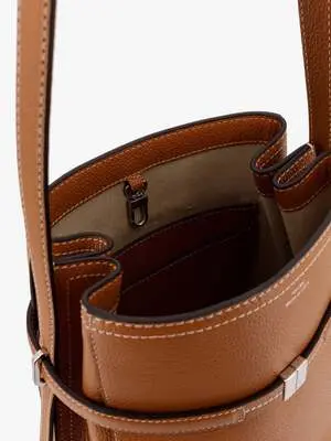 TOTEME Textured Leather Bucket Bag With Frontal Clasp - Brown