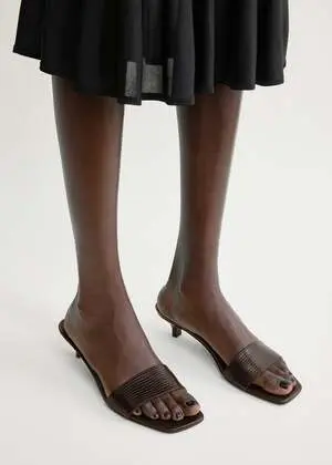 TOTEME Slim Lizard-embossed Leather Mule Sandals
