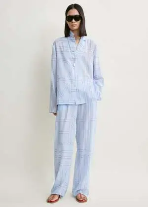 TOTEME Monogram Sheer Cotton-blend Shirt - Sky