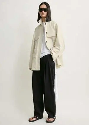 TOTEME TOTEME Oversized Cotton Twill Utility Jacket With Drawstring Creme