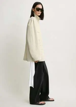 TOTEME Oversized Cotton Twill Utility Jacket With Drawstring - Creme