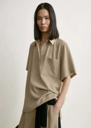 TOTEME Fluid Wool Blend Oversized Polo Shirt