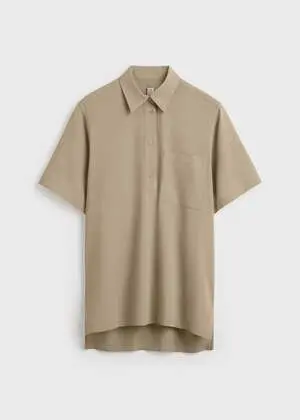 TOTEME Fluid Wool Blend Oversized Polo Shirt
