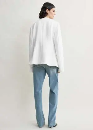 TOTEME Jacquard Cotton Jacket With Sculptural Shoulders - White