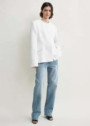 TOTEME Jacquard Cotton Jacket With Sculptural Shoulders - White