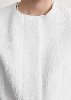 TOTEME Jacquard Cotton Jacket With Sculptural Shoulders - White