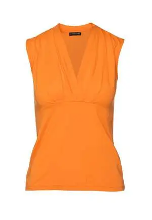 CONQUISTA Sleeveless Faux Wrap Top - Orange