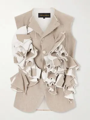 Comme Des Garçons Linen Canvas Vest With Ruffle Detailing