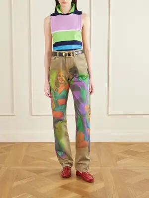 Versace The Femmes Printed Straight-leg Jeans - Green