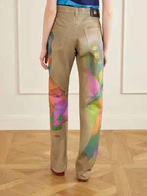 Versace The Femmes Printed Straight-leg Jeans - Green
