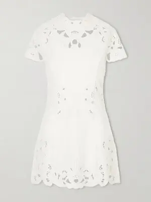 Cult Gaia Zafira Guipure Lace Linen Mini Dress - Neutrals
