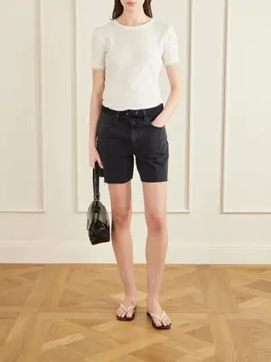SLVRLAKE Sienna Relaxed Fit Frayed Denim Shorts