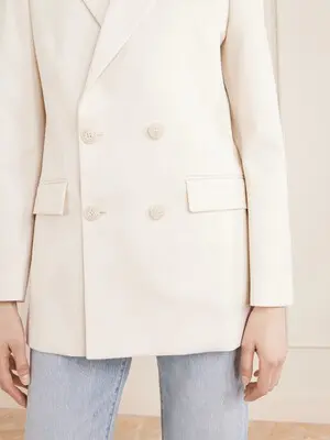 NILI LOTAN Weston Double-breasted Wool-gabardine Blazer