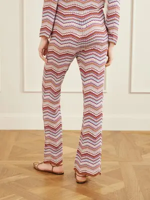 Rixo Boni Crocheted Cotton Chevron Stripe Trousers - Multi