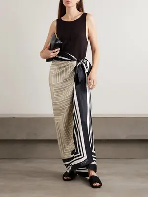 JOSEPH Nixie Striped Silk Satin-twill Pareo