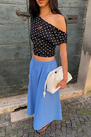 Endless Rose Asymmetrical Polka Dot Top