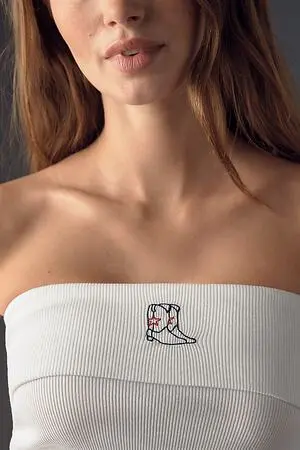 L*Space Andie Ribbed Tube Top With Embroidered Detail