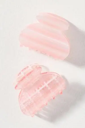 Anthropologie Set Of Two Acrylic Claw Clips - Pink Pattern