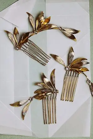 TWIGS & HONEY Gilded Grecian Hair Pins, Set Of 3 - Gold