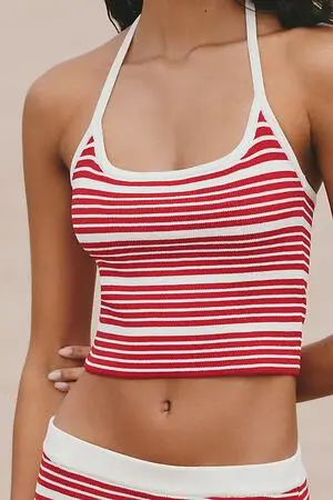 L*Space Positano Halter Neck Blouse - Red Stripe
