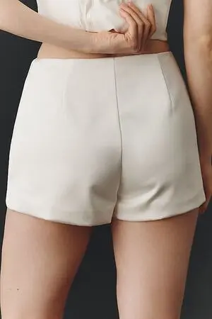 Bhldn Satin Shorts With Flat Front And Zipper Closure