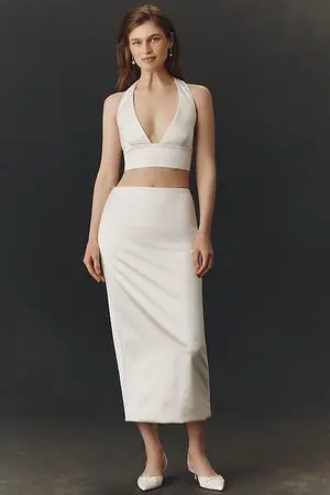 Bhldn Plunge Halter Neck Top In Satin