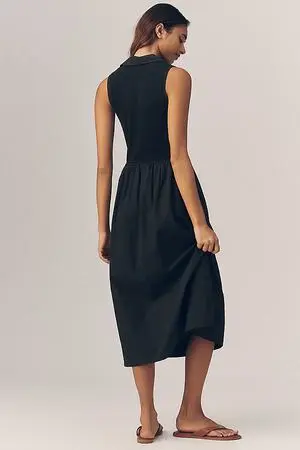 NATION LOS ANGELES Jessica V-neck Midi Dress - Black