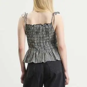 LEVI'S Monaco Sl Blouse Checked Pattern With Adjustable Tie Straps - Black