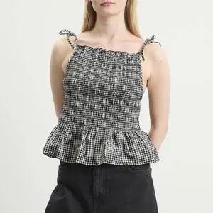 LEVI'S Monaco Sl Blouse Checked Pattern With Adjustable Tie Straps - Black