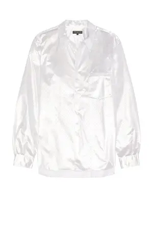 Comme Des Garçons Satin Button Down Shirt In Metallic