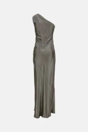 Max Mara Odissea Long Dress Metallic One-shoulder Lam - Grey