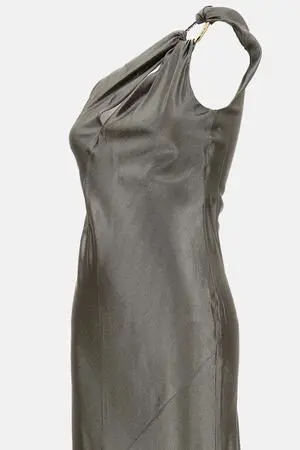 Max Mara Odissea Long Dress Metallic One-shoulder Lam - Grey
