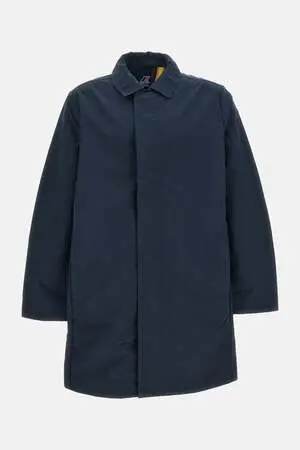 K-WAY Cotton Blend 3/4 Length Jacket With Water-repellent Finish - Blue