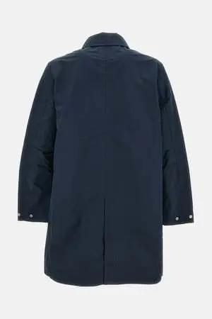 K-WAY Cotton Blend 3/4 Length Jacket With Water-repellent Finish - Blue
