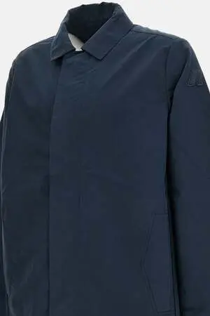 K-WAY Cotton Blend 3/4 Length Jacket With Water-repellent Finish - Blue