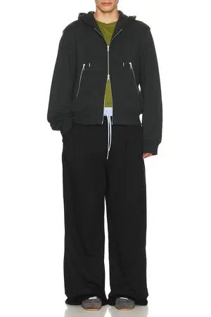 Dries Van Noten Charcoal Cotton Zip-up Hoodie - Anthracite