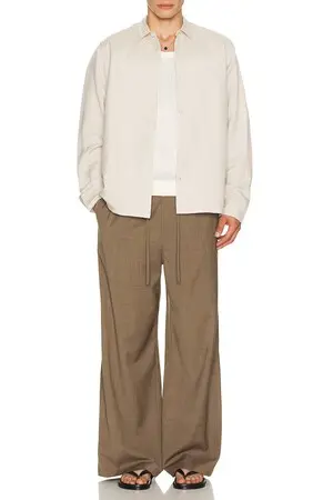 AUTO-REPLY Andrew Long Sleeve Linen Shirt In Cream - Sand