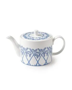 PINK HOUSE Fine Bone China Teapot Palms - Blue
