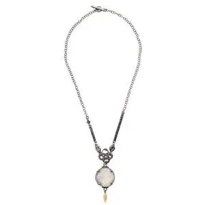GEM KINGDOM Saint Benedict Mother Of Pearl Charm Necklace - White/silver
