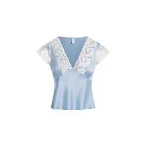 SCARLETT GASQUE Jayne Silk Lace Appliqué Cap Sleeve Top