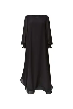 JAMES LAKELAND Maxi Dress With Wave Hem And Sheer Sleeves
