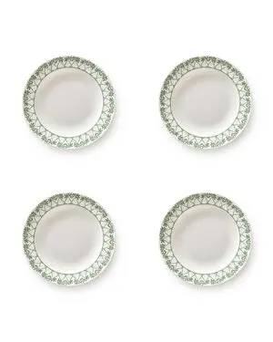 PINK HOUSE Fine Bone China Set Of Four Rimmed Bowls Palms - Green